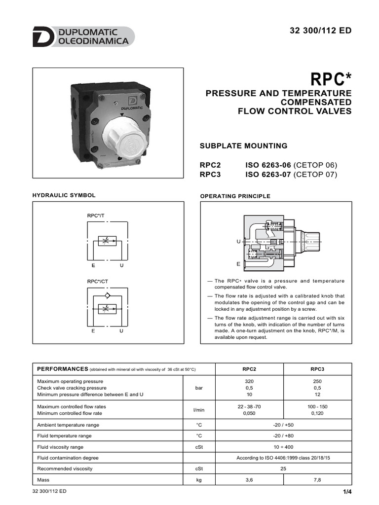 Subplate Mounting Rpc2 ISO 6263-06 (CETOP 06) Rpc3 ISO 6263-07 (CETOP ...