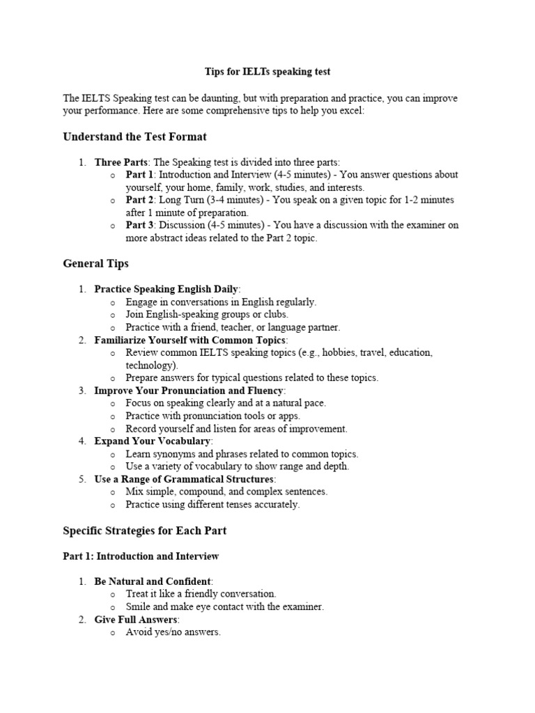 Tips For IELTs Speaking Test | PDF | English Language | Communication