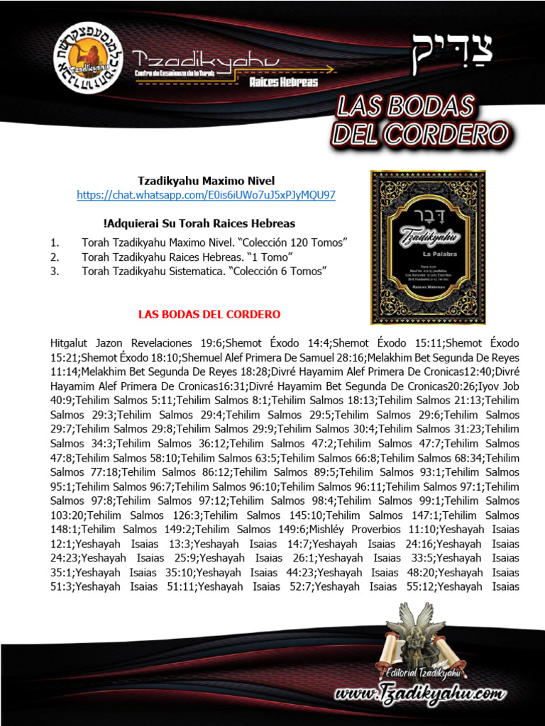 Tzadikyahu Las Bodas Del Cordero. | PDF | Contenido bíblico