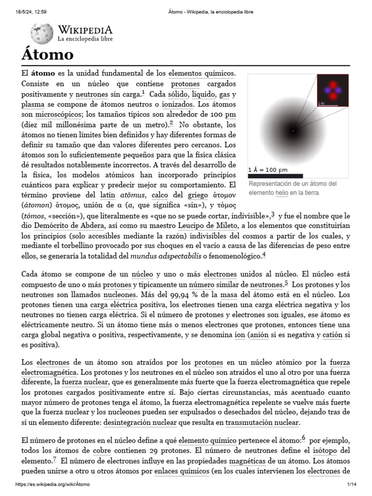 Átomo | PDF | Átomos | Electrón