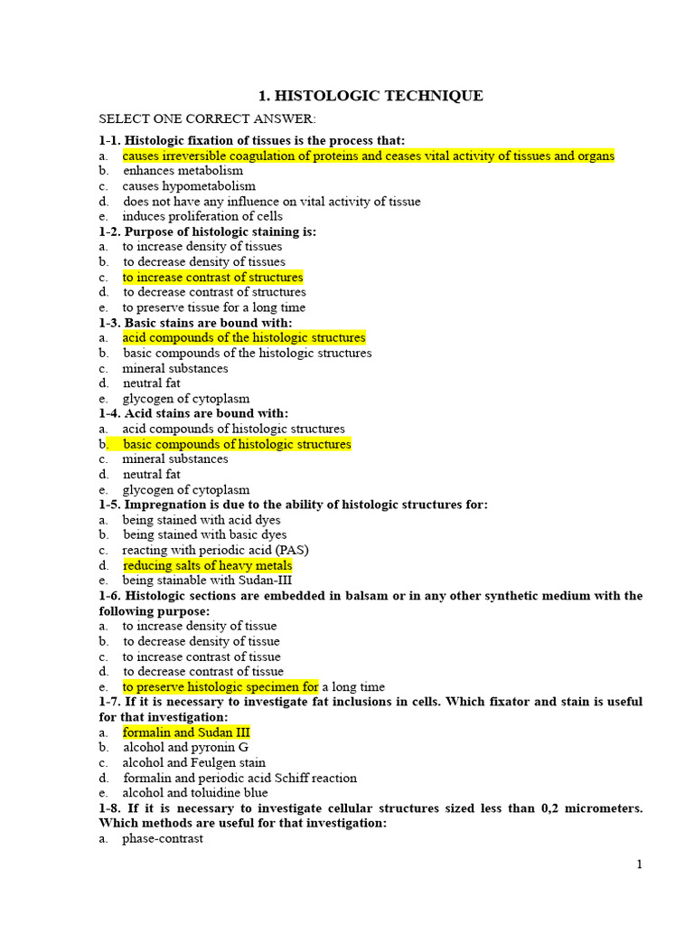 Histo Answer File | PDF | Epithelium | Mitosis