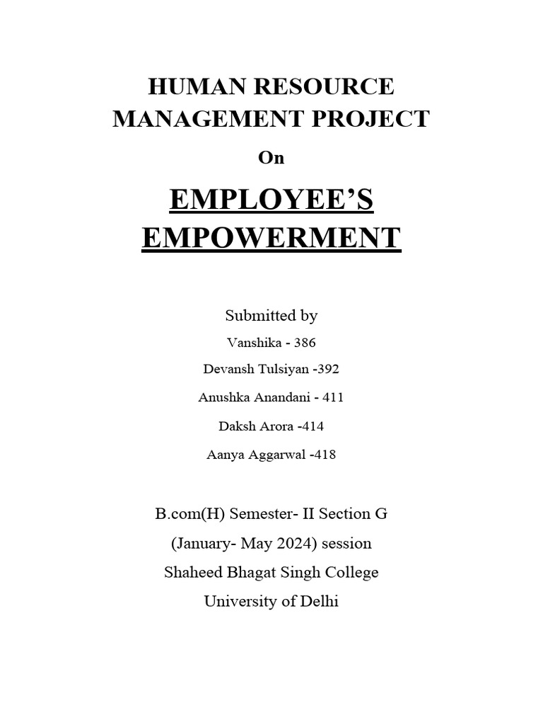 Human Resource Management Project | PDF | Empowerment | Leadership
