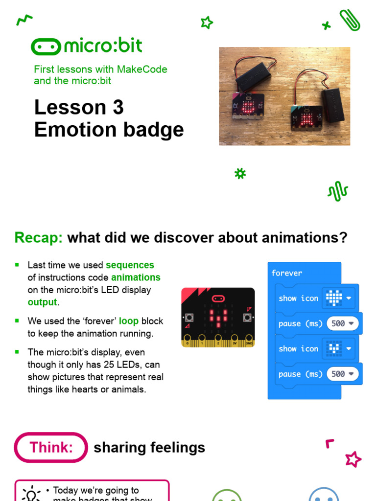 First Lessons With Make Code and The Micro Bit 3 Slides | PDF | Video | Emotions