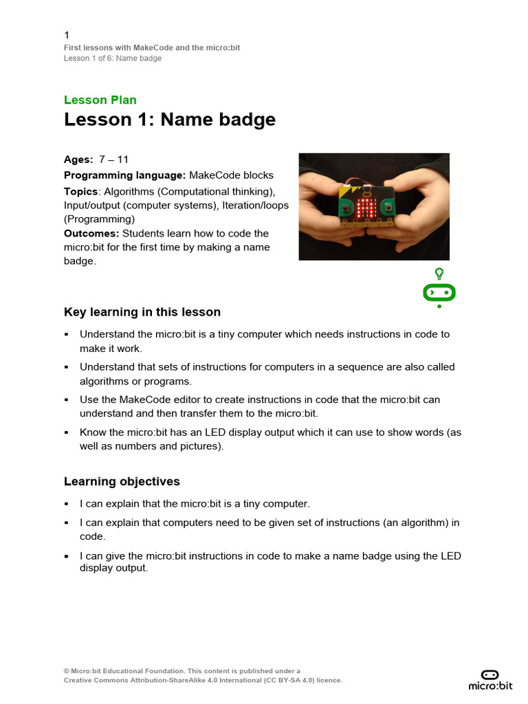 First Lessons With Make Code and The Micro Bit 1 Plan | PDF ... First Lessons With Make Code and The Micro Bit 1 Plan | PDF ...
