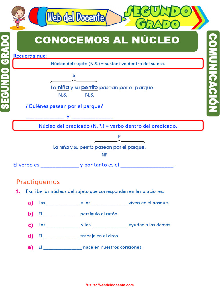 Núcleo del Predicado para Segundo Grado | PDF | Predicado (Gramática ...