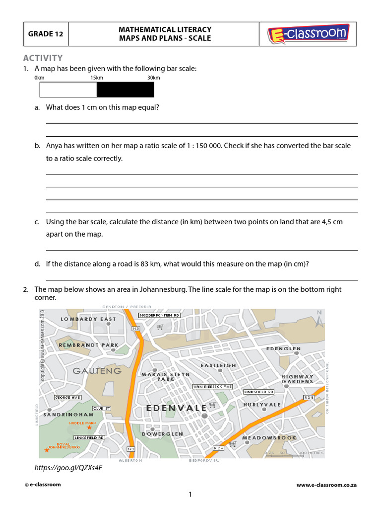 Grade 12 Maps and Plans: Scale Activity | PDF | Metrology