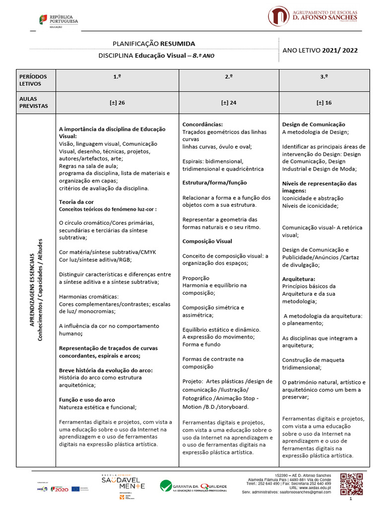 Planejamento Educação Visual 8º Ano | PDF | Cor | Esboço