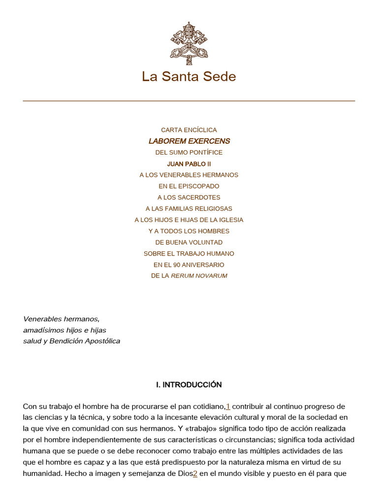 HF Jp-Ii Enc 14091981 Laborem-Exercens | PDF | Iglesia Católica | Verdad
