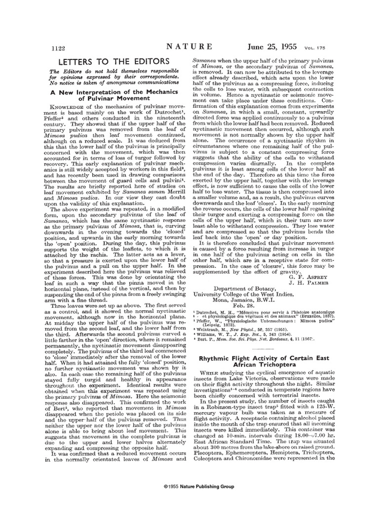 Nature: Letters To The Editors | PDF | Plant Morphology | Branches Of ...