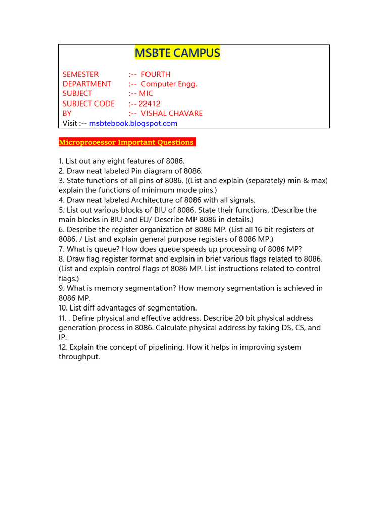 MIC IMP Question | PDF | Digital Electronics | Computer Architecture