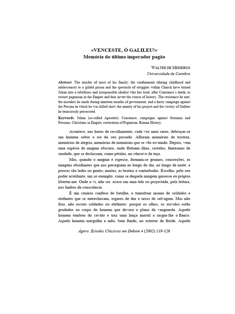 Juliano, o Último Imperador Pagão | PDF | Império Bizantino