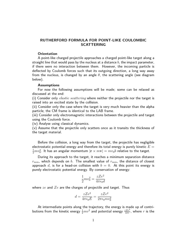 Rutherford Scattering0 | PDF | Cross Section (Physics) | Scattering