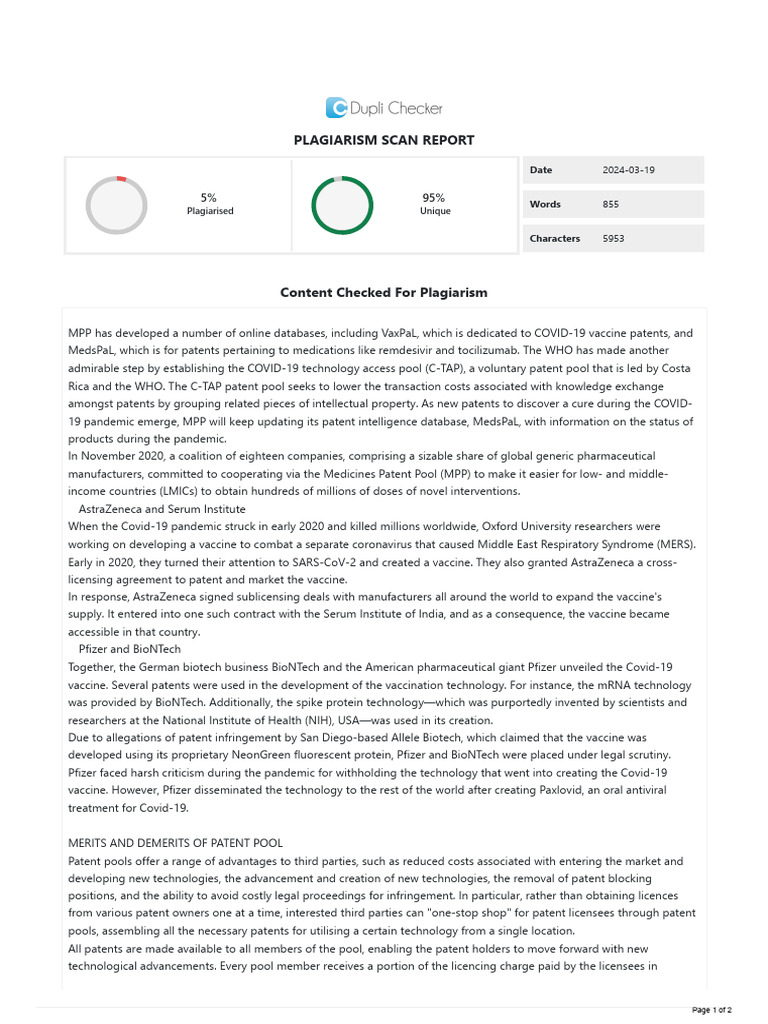 Patent Pooling in COVID-19 Vaccine Development | PDF | Patent | License