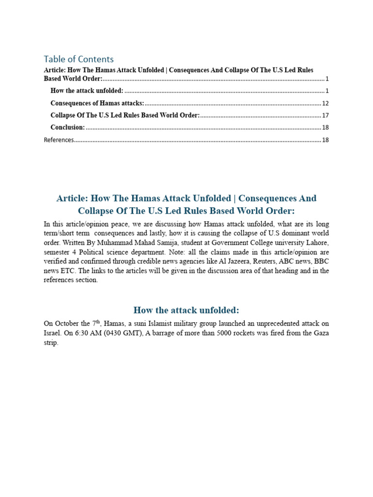 How The Hamas Attack Unfolded Consequences and The Collapse of The U.S ...