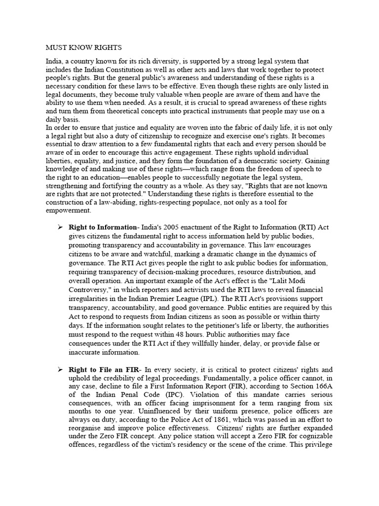 Must Know Rights | PDF | Arrest | Rights