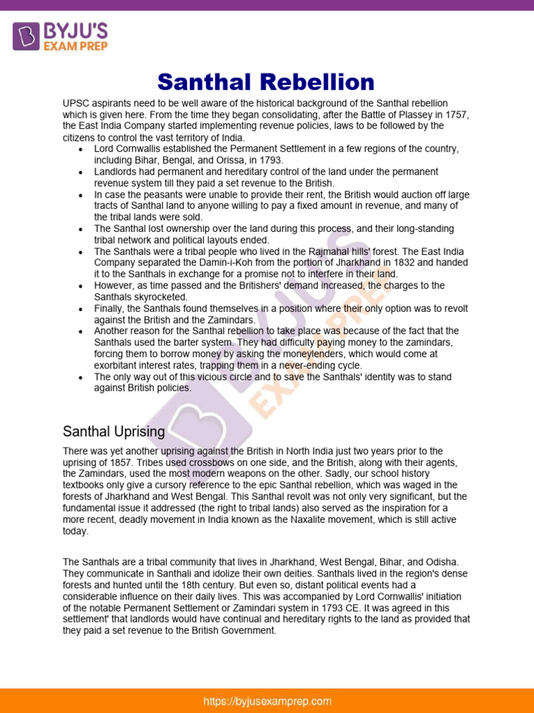 santhal_rebellion_upsc_notes_11 | PDF | British Raj