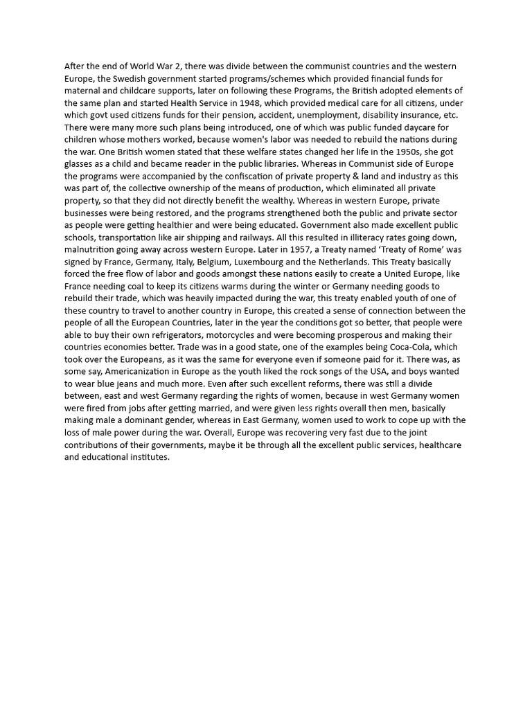 Post-WWII Europe's Welfare Reforms | PDF | European Union | Child Care