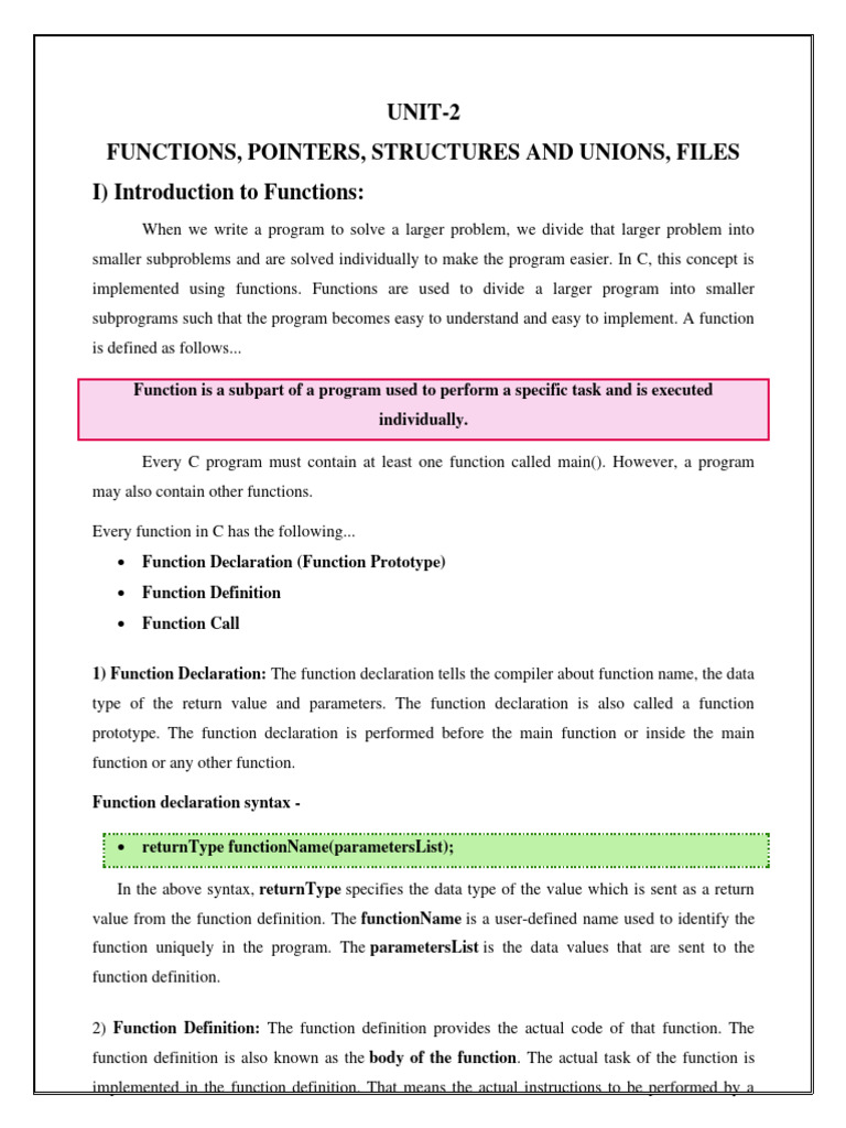 Unit 2 C Mca Pdf Pointer Computer Programming Variable Computer Science 6621