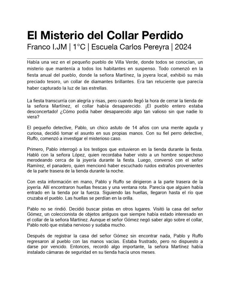 El Misterio del Collar Perdido | PDF