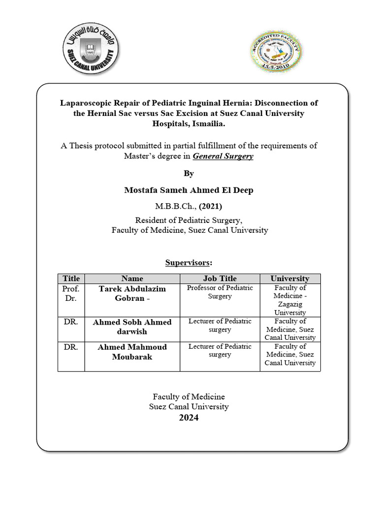 Pediatric Hernia Repair: Sac Disconnection vs. Excision | PDF | Surgery ...