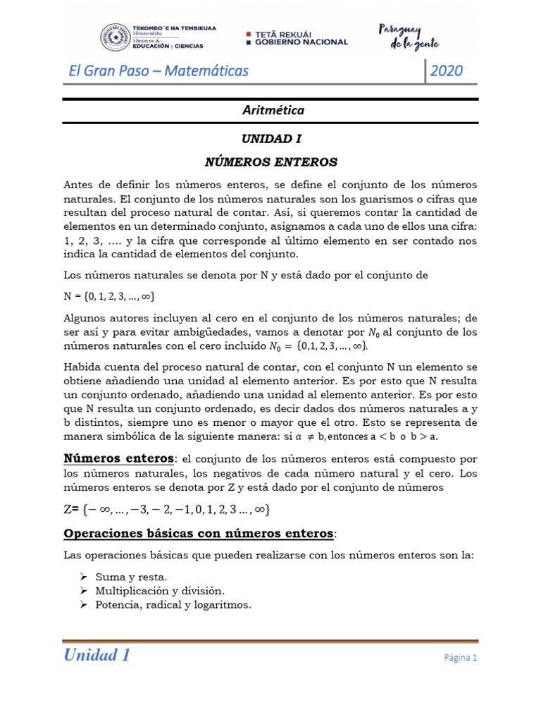 Matematicas Epg Numeros Enteros | Descargar gratis PDF | Entero | Número natural