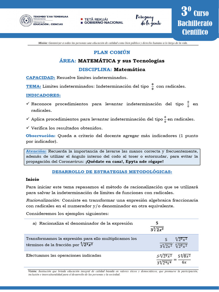 Matemática - 3 - 12 Indeterminación Del Tipo ?-? Con Radicales | PDF ...