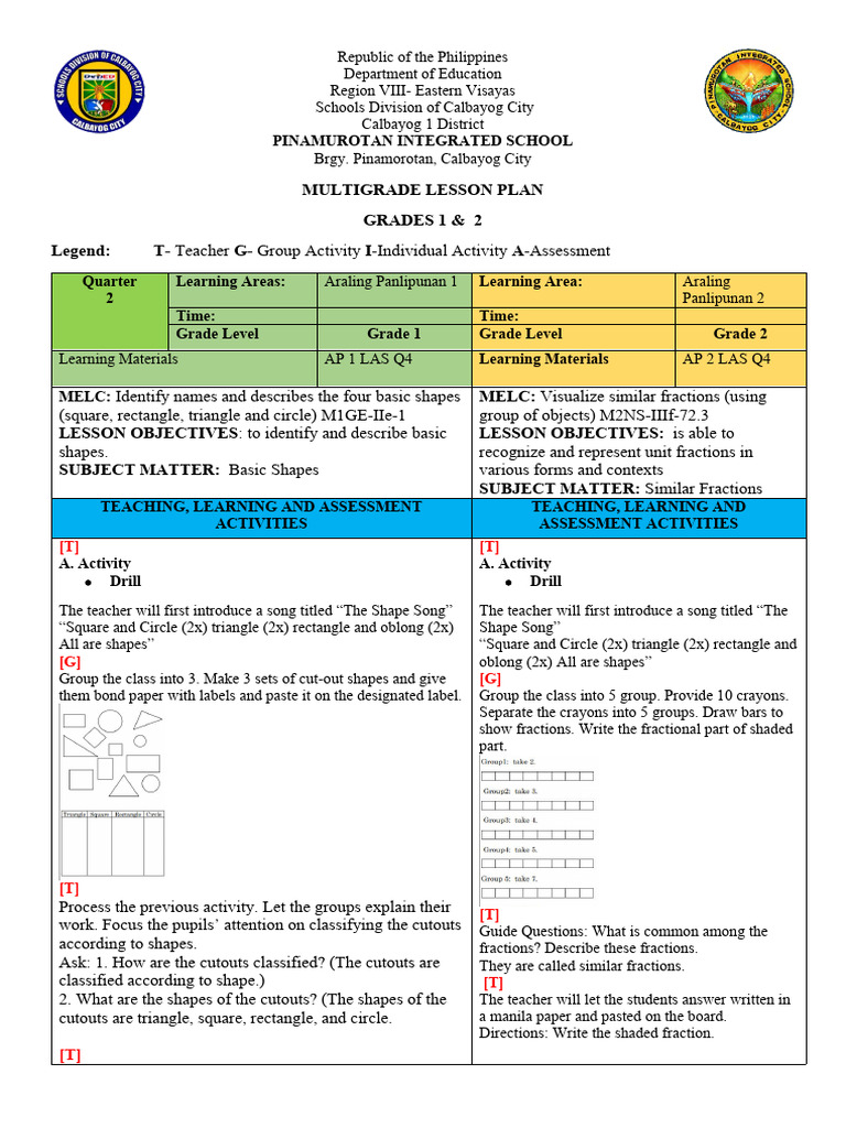 MG Lesson Plan G1&2 Q4 | PDF | Shape | Rectangle