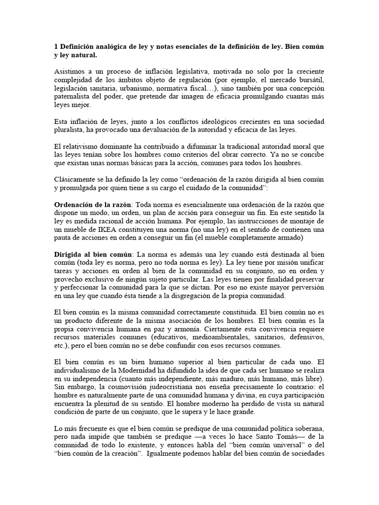 Definición analógica de ley y notas esenciales de la definición de ley ...