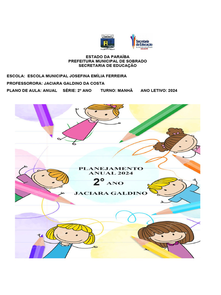 Plano de Aula Anual 2º Ano Jaciara | PDF | Aprendizado | Conhecimento
