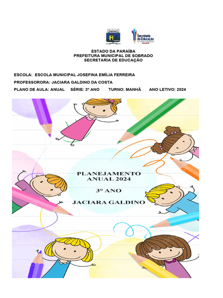 Plano de Aula Anual 3º Ano Jaciara | PDF | Aprendizado | Livro didático