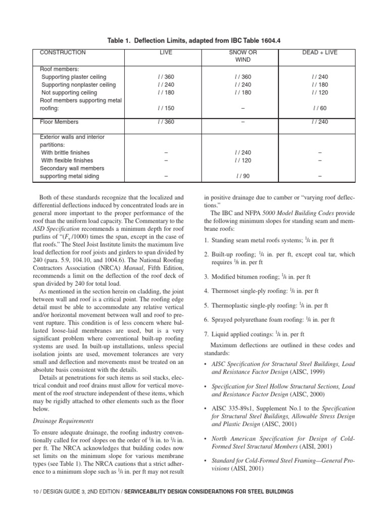 AISC-DG_03 Serviceability Design Considerations 15 | PDF | Roof | Wall