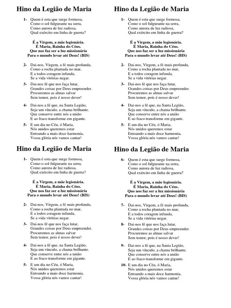 Hino Da Legião de Maria | PDF | Maria, mãe de Jesus | Fé
