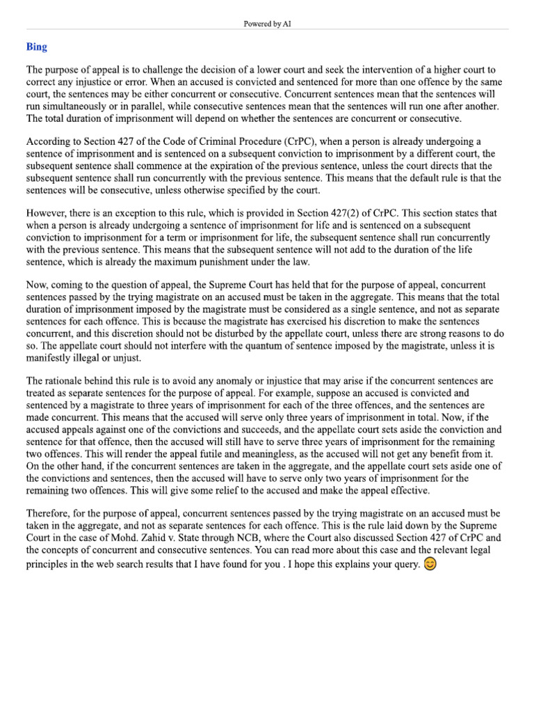 Concurrent Sentence Appeal | PDF