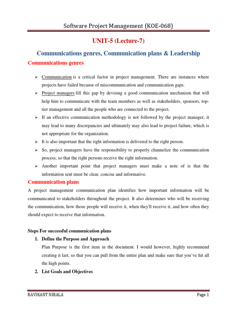 Software Project Management Unit-5 - 7 | PDF | Leadership | Project ...