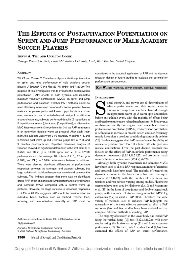 The Effects of Postactivation Potentiation On.7 | PDF | Strength Training | Physical Exercise
