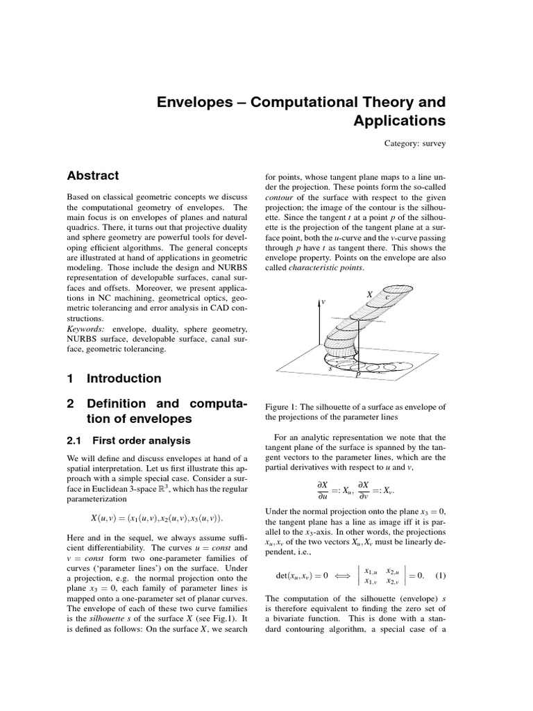 Envelopes - Computational Theory and Applications: Contour of The Surface With Respect To The ...
