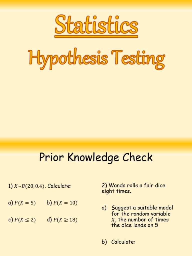 7 M A1 Hypothesis Testing Notes Pdf Statistical Significance Statistical Hypothesis Testing