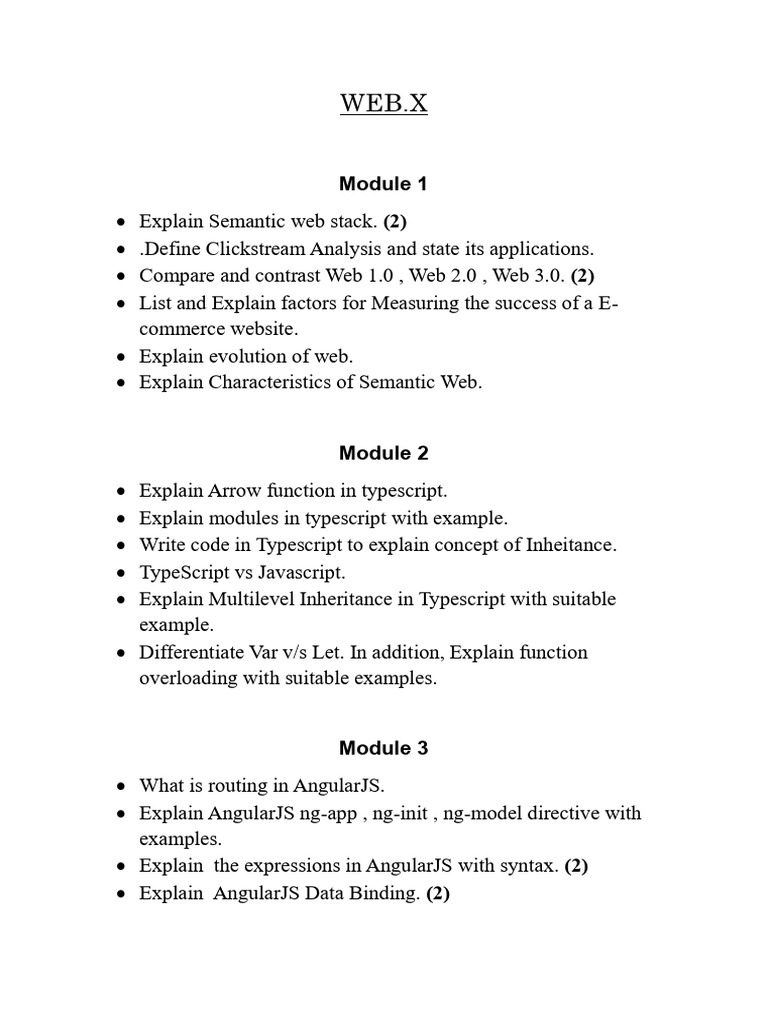 WEB X Questions | PDF | Angular Js | World Wide Web