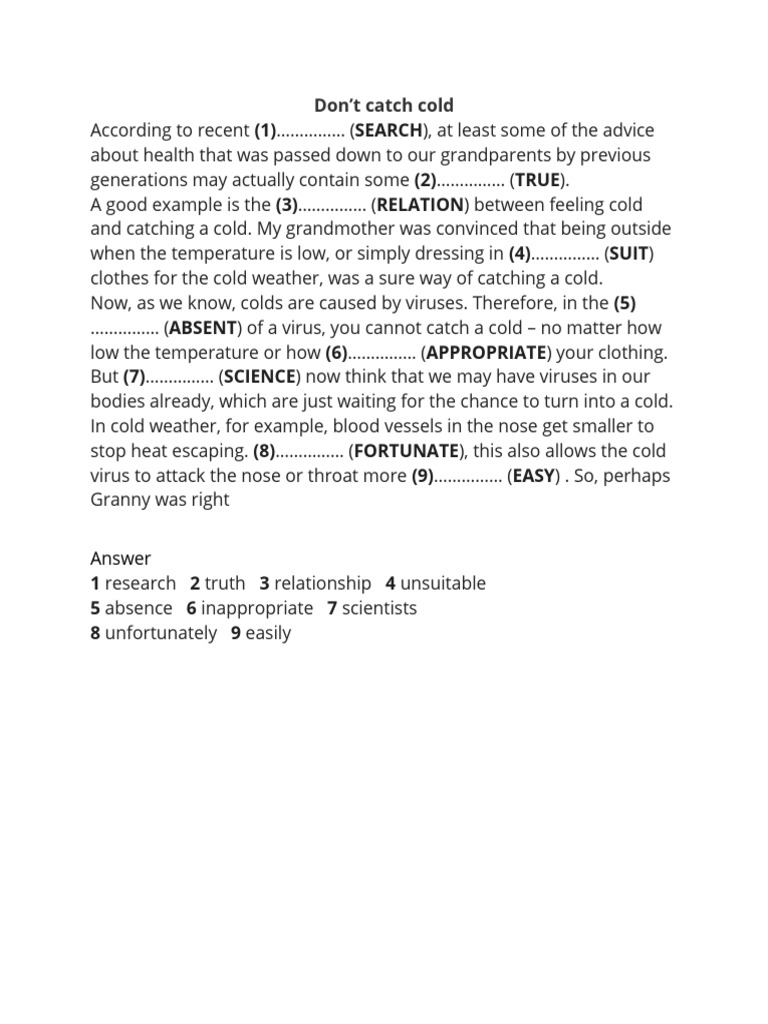 Dont Catch Cold | PDF