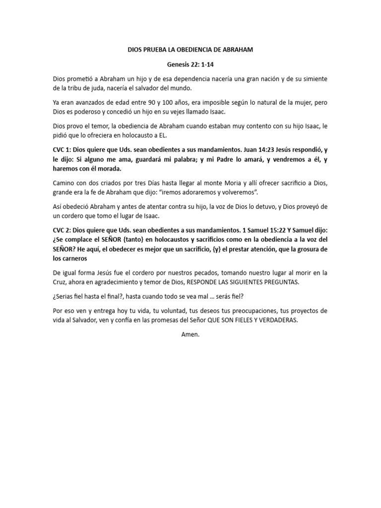 Dios Prueba La Obediencia de Abraham | PDF