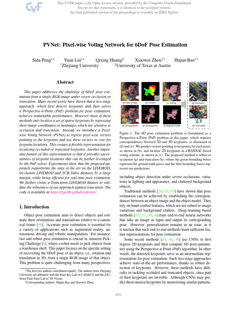 Peng PVNet Pixel-Wise Voting Network For 6DoF Pose Estimation CVPR 2019 Paper | PDF | Image ...