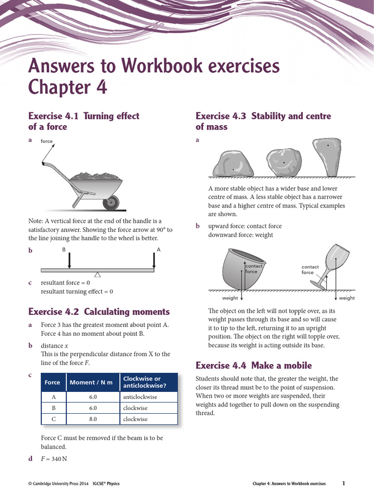 WB Ans 4 | PDF | Force | Weight
