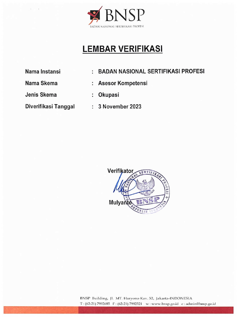 Skema Asesor Kompetensi - 2023 - Final | PDF