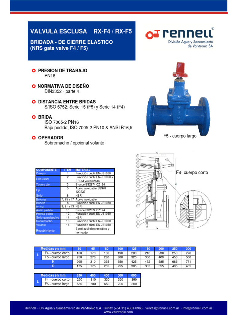 Catalogo Valvula Esclusa Rennell RX | PDF | Tecnología