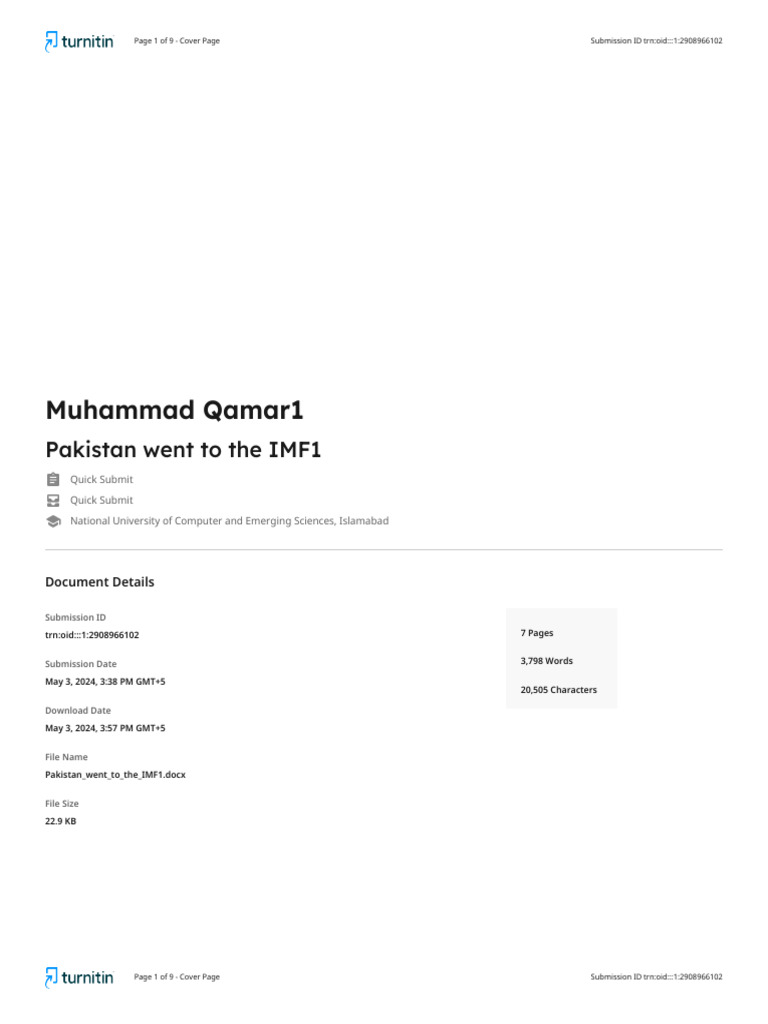 AI Report of Muhammad Qamar | PDF | International Monetary Fund | Fiscal Policy