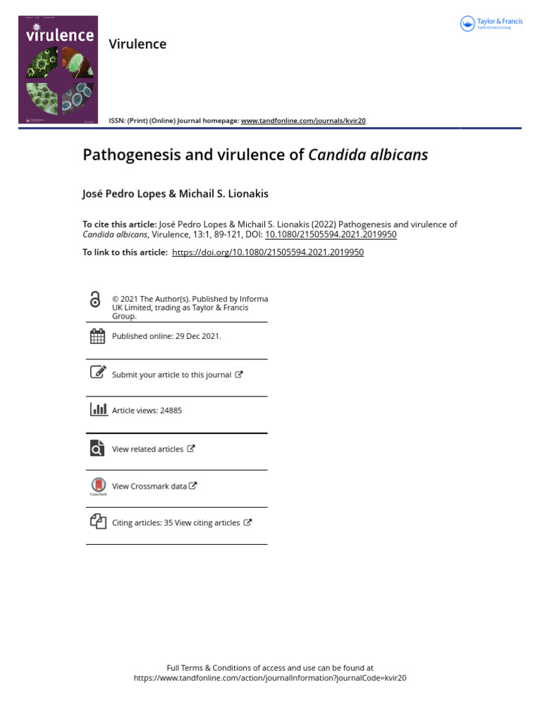 Pathogenesis and Virulence of Candida Albicans | PDF | Toll Like ...