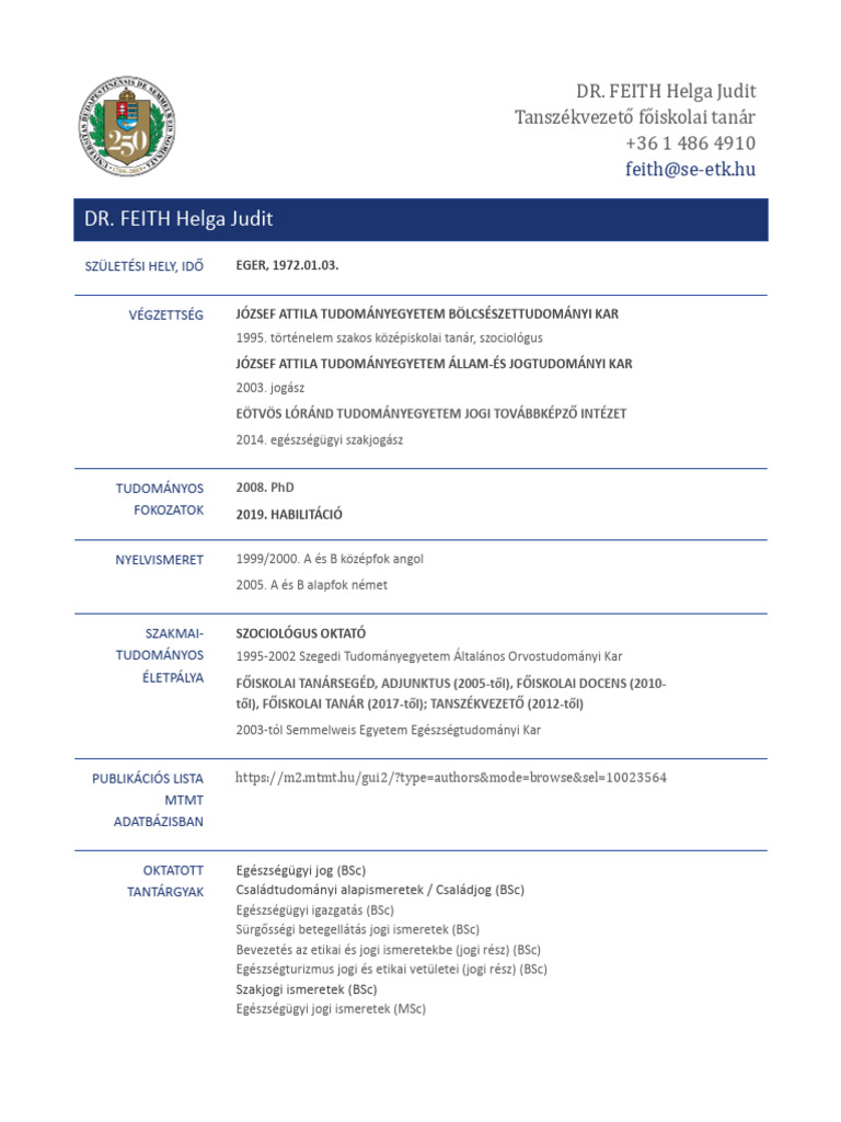 Feith Helga Judit HU | PDF