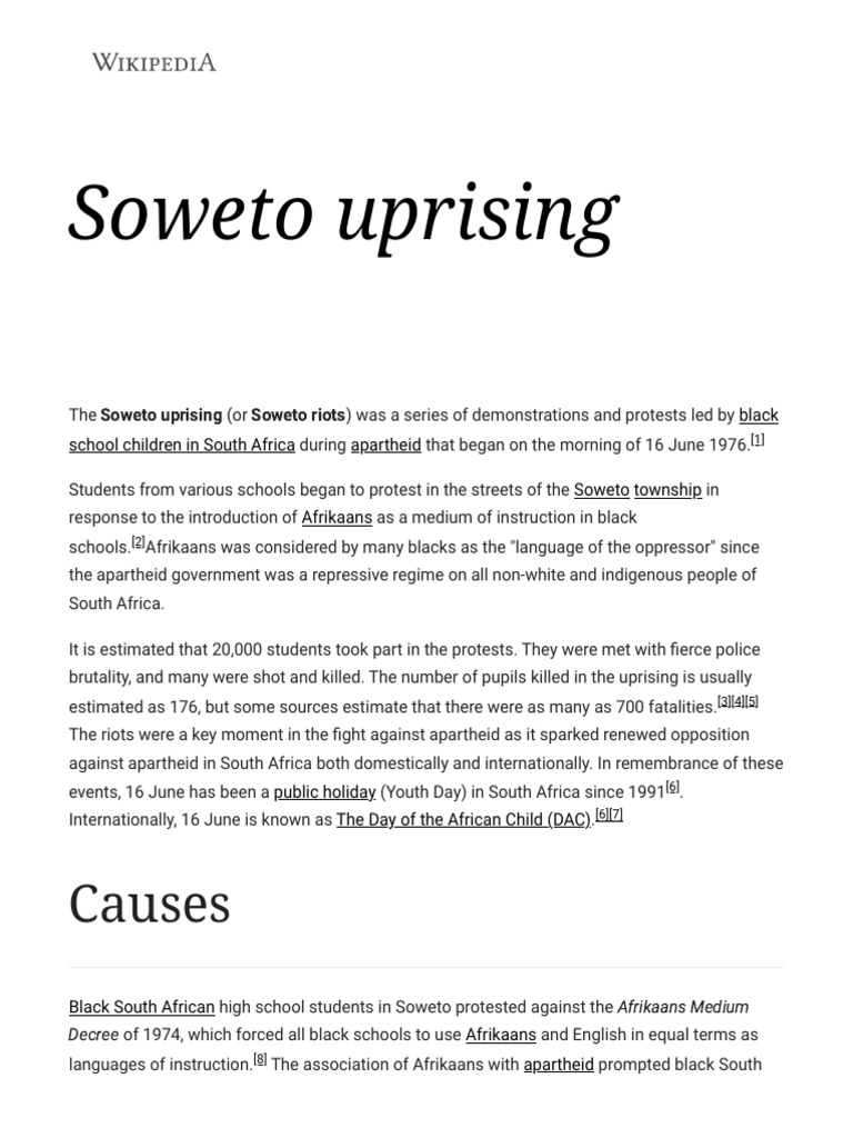 Soweto Uprising - Wikipedia | PDF | South Africa | Apartheid