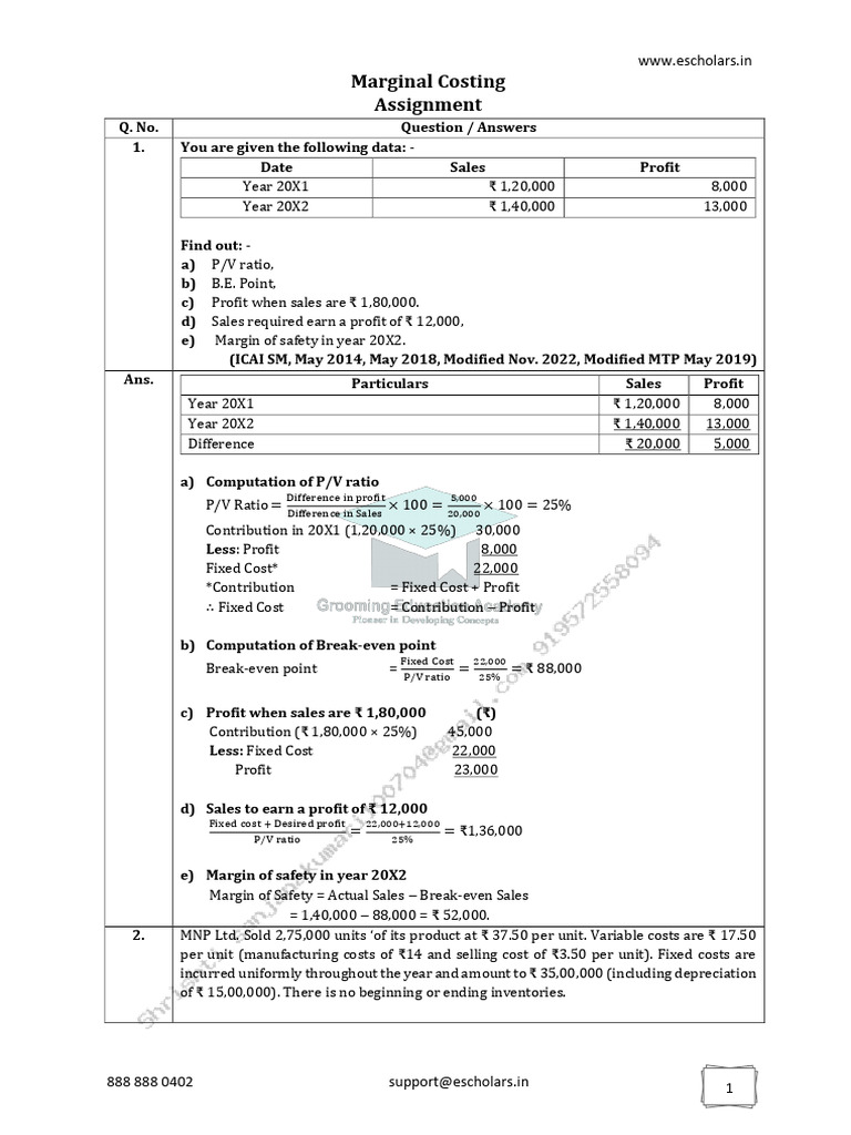 Marginal Costing | PDF | Income Statement | Business