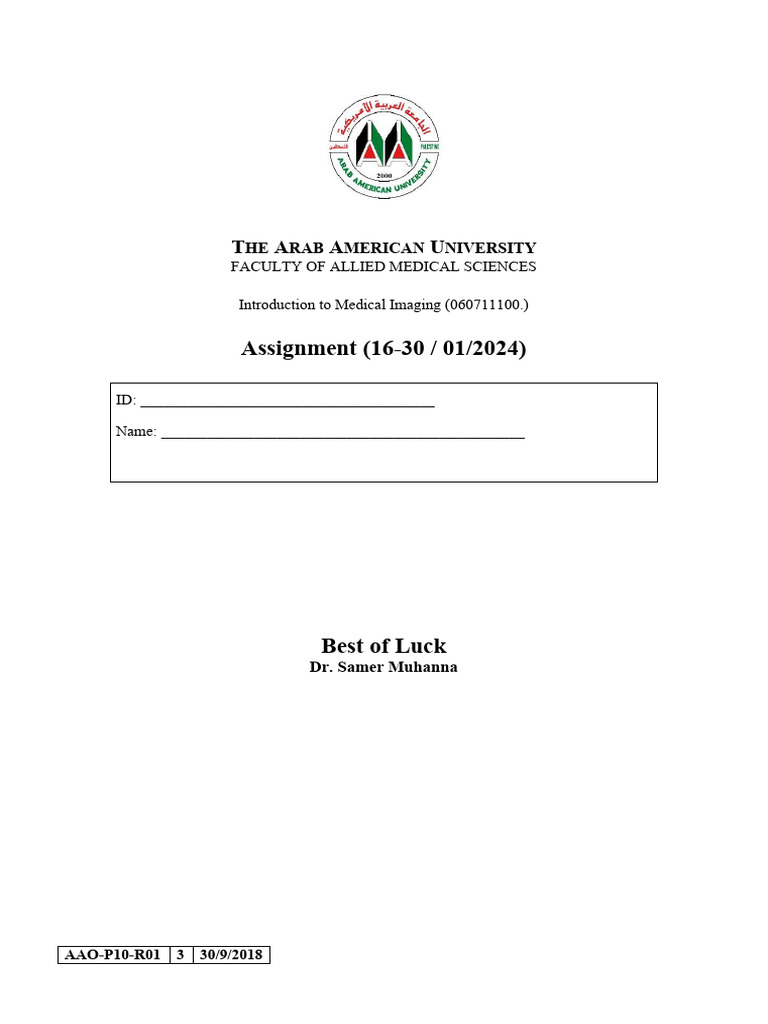 Introduction to Medical Imaging Assignment | PDF | Medical Imaging | Ct Scan